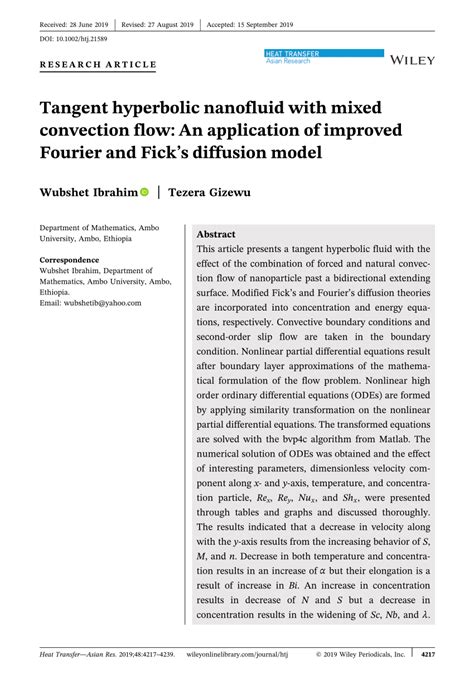 Tangent Hyperbolic Nanofluid With Mixed Convection Flow An Application