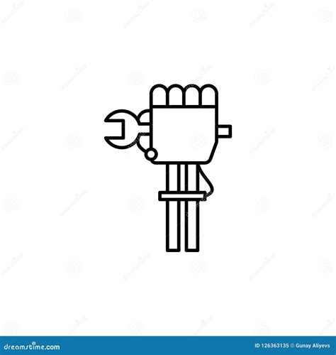 Industrial Robot Artificial Intelligence Concept Line Icon Simple Element Illustration Stock