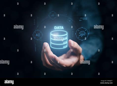 Data Visualization Data Analyst And Storage Virtual Hologram Icon On
