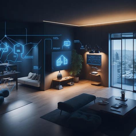 Premium Ai Image Visualize A Smart Home Environment Where Ai Controls Lighting Security And