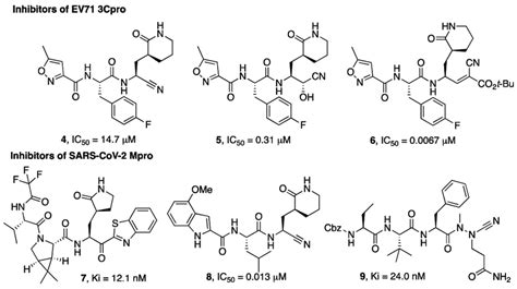 Chemical Structures Of Viral Cysteine Proteases Inhibitors 4 6 Ev71 Download Scientific