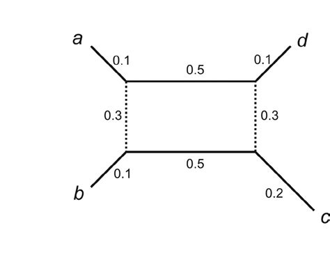 A Splits Graph Network For Four Taxa The Distance Between Any Two