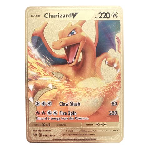 Charizard V Gold Metal Pokemon Card Trading Card Singles