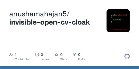 Github Anushamahajan5invisible Open Cv Cloak