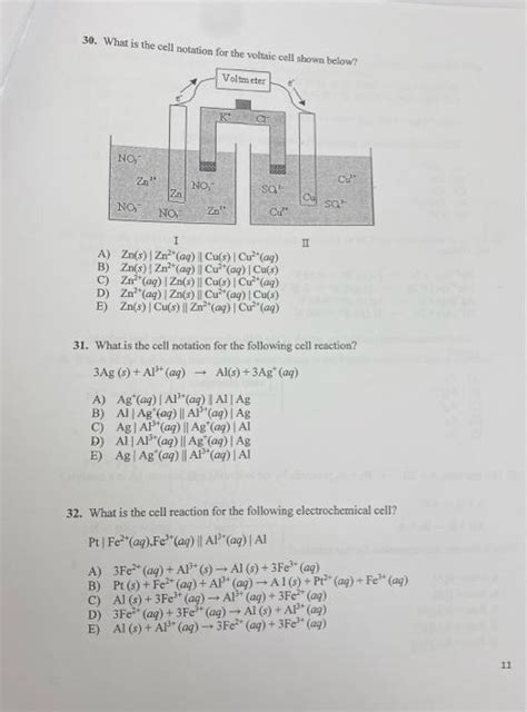 Solved 30 What Is The Cell Notation For The Voltaic Cell
