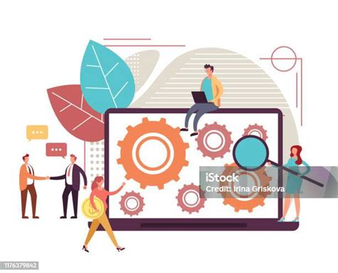 블록체인 비즈니스 프로세스 개념 벡터 그래픽 디자인 평면 만화 일러스트 가상현실에 대한 스톡 벡터 아트 및 기타 이미지 가상현실 개념 개발 Istock