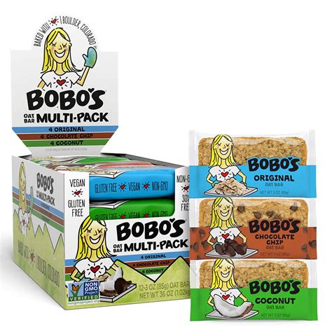 Bobos Oat Bars Variety Pack 3 Oz Bar 12 Pack Gluten Free Whole