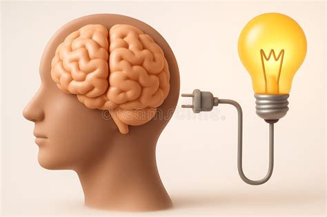 3d Illustration Of A Brain Connected To A Lightbulb With A Plug Symbolizing The Connection Of
