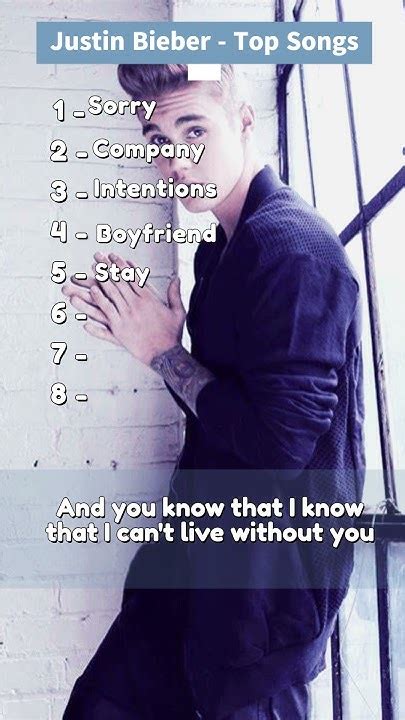 Justin Bieber Top Songs L Lyrics Youtube