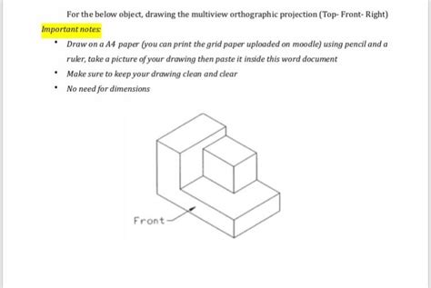 Solved For The Below Object Drawing The Multiview