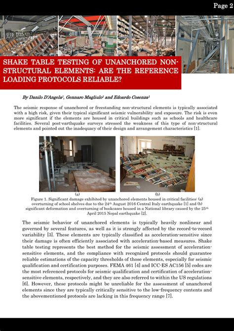 Pdf Shake Table Testing Of Unanchored Non Structural Elements Are The Reference Loading