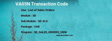 Va05n Sap Tcode For List Of Sales Orders Va05n Sap Tcode For List Of Sales Orders