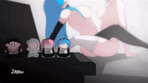 Rule 34 2girls Animated Blue Hair Bouncing Breasts Breasts Emilia Re