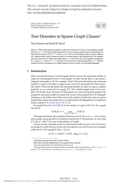 Pdf Tree Densities In Sparse Graph Classes
