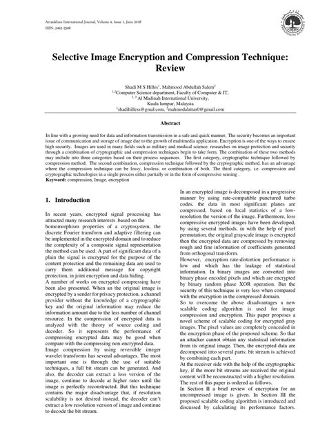 Pdf Selective Image Encryption And Compression Technique Review