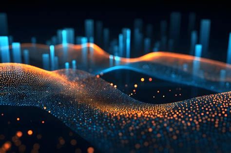 Premium Photo Abstract Tech Background With Dots And Colored Waves Like Data Streams