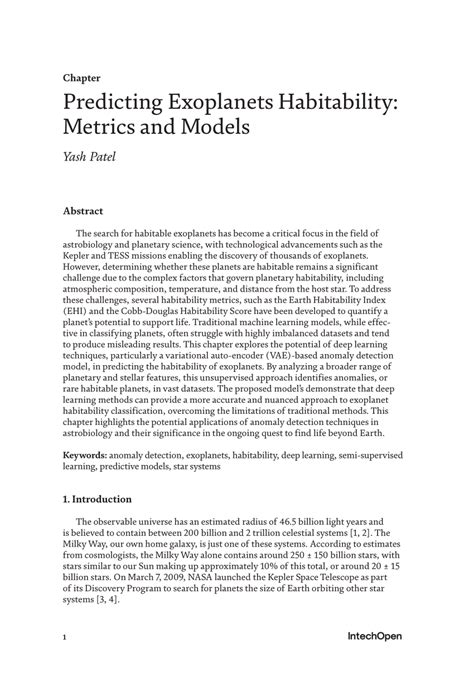 Pdf Predicting Exoplanets Habitability Metrics And Models