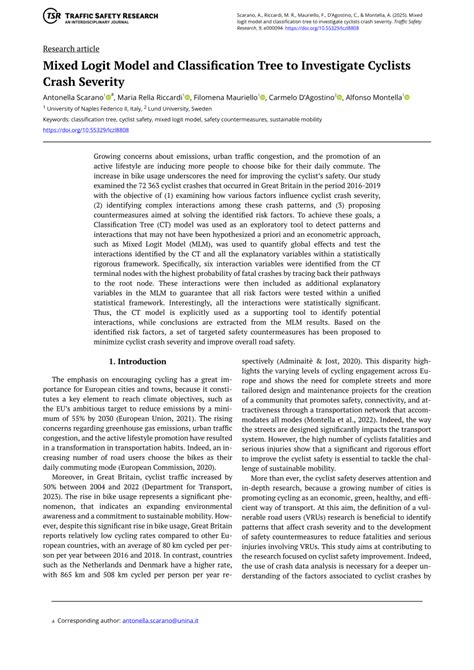 Pdf Mixed Logit Model And Classification Tree To Investigate Cyclists