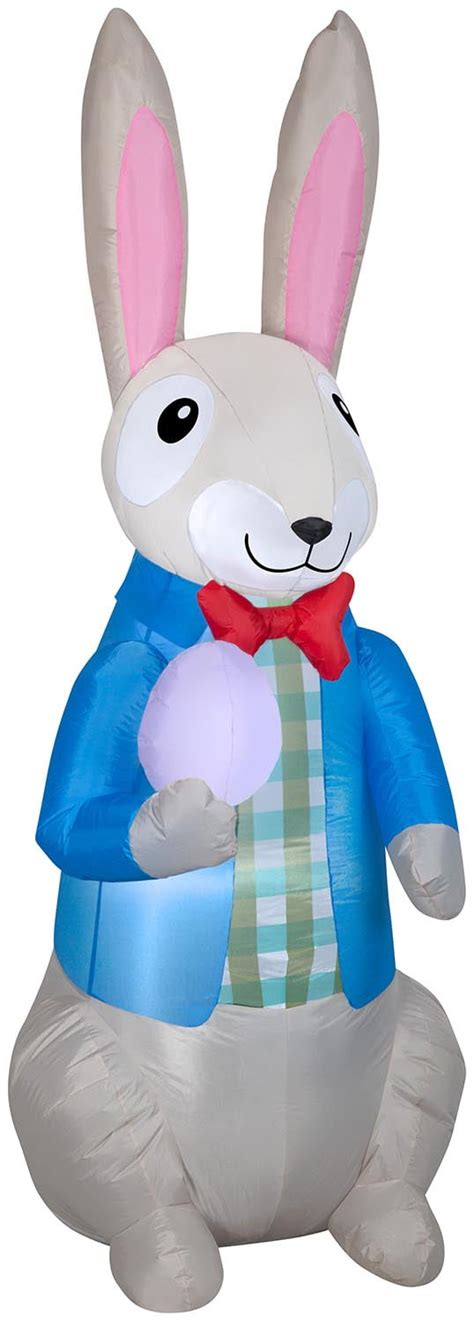 7 Gemmy Airblown Inflatable Dapper Easter Bunny W Easter Egg Yard