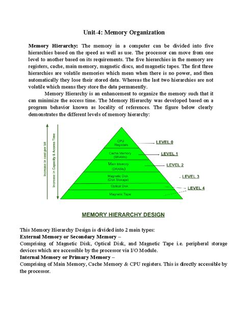 unit 4 memory organization unit 4 memory organization memory