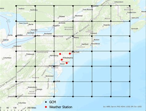 Gcm Grid Points Denoted By Black Circles Selected For Downscaling Download Scientific