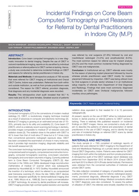 Pdf Incidental Findings On Cone Beam Computed Tomography And Reasons