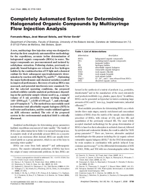 Pdf Completely Automated System For Determining Halogenated Organic Compounds By Multisyringe