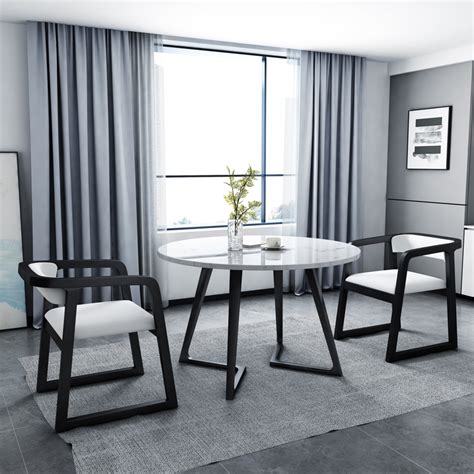 大理石小圆桌北欧简约小方桌吧台餐厅咖啡厅奶茶店休闲洽谈岩板虎窝淘