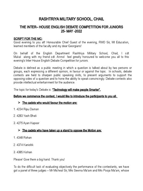 Debate Script 3 Pdf Cognition Cognitive Science