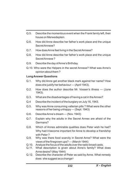 Class 10 English Notes For Diary Of A Young Girl Pdf Study Material