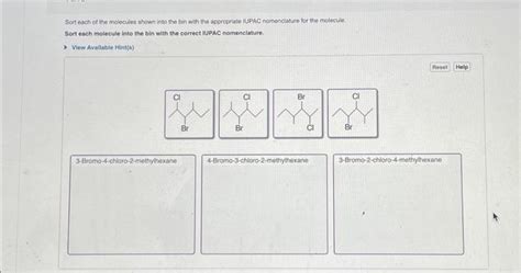Solved Sort Each Of The Molecules Shown Into The Bin With