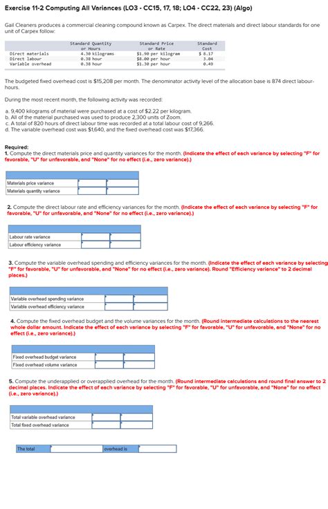 Exercise 11 2 ﻿computing All Variances Lo3
