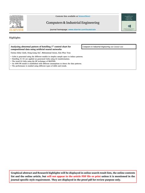 Pdf Analyzing Abnormal Pattern Of Hotelling T 2 Control Chart For
