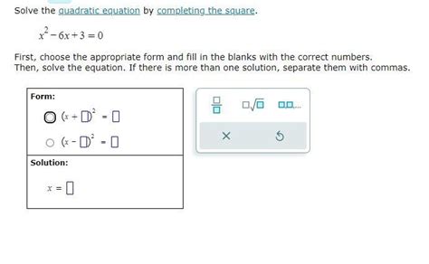 Solved Solve The Quadratic Equation By Completing The