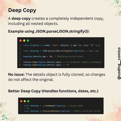 Coderschain Full Stack Developer 📍deep Copy Vs Shallow Copy In Javascript Save For Later 👈