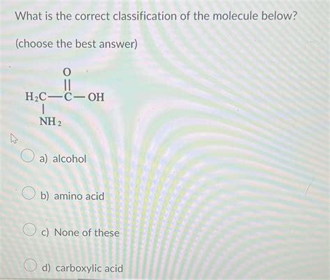 Solved What Is The Correct Classification Of The Molecule Below