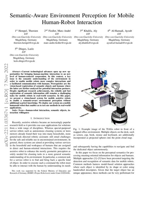 semantic aware environment perception for mobile human robot