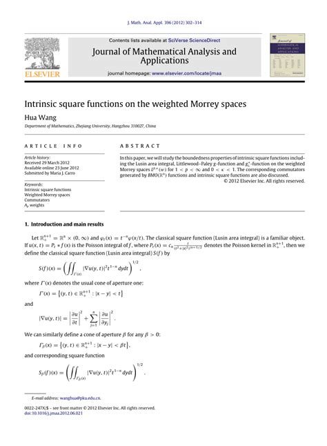 Pdf Intrinsic Square Functions On The Weighted Morrey Spaces
