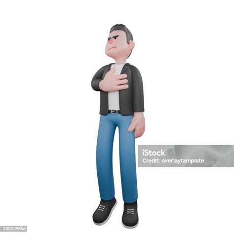 3d로 된 일러스트 뮤지션 한 남성 음악가가 오른손으로 가슴을 씻고 서 있다 3d 음악 연주자 3차원 형태에 대한 스톡 사진 및 기타 이미지 Istock