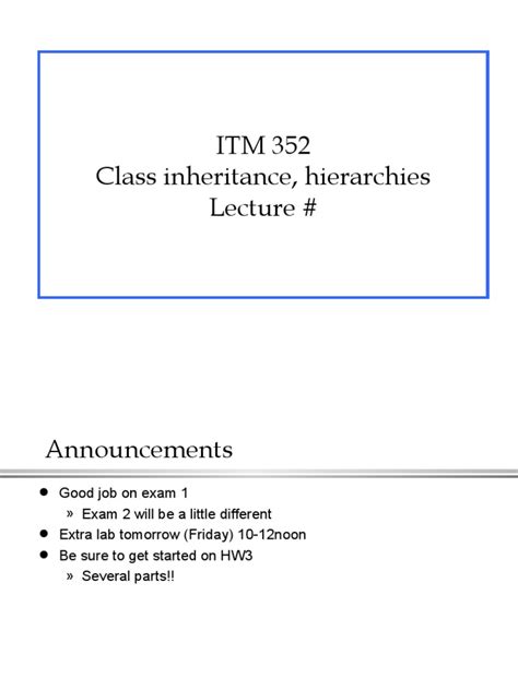 Itm 352 Class Inheritance Hierarchies Lecture Pdf Inheritance