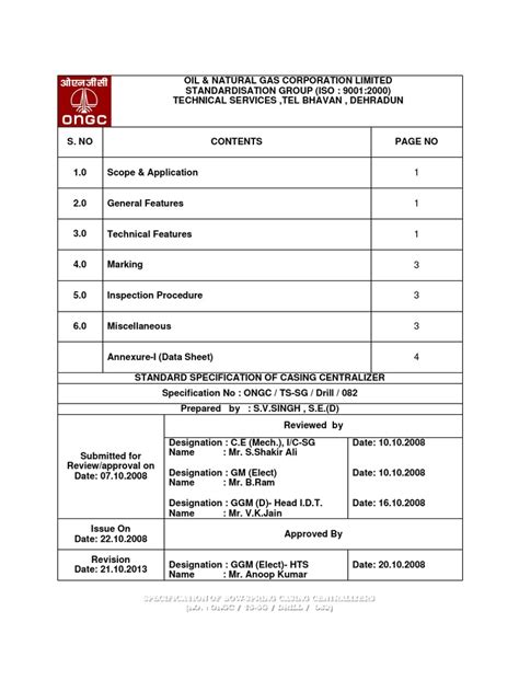 Centralizer Spec Ii Specification Technical Standard Structural Steel