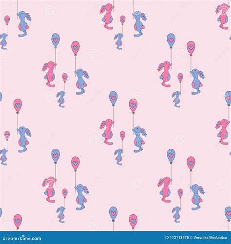 Seamless Pattern With Cute Rabbits Vector Illustration Stock Vector
