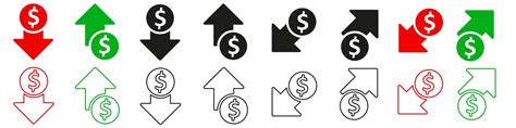 Premium Vector Money Increase Icon Arrow Up Symbol Dollar Decrease