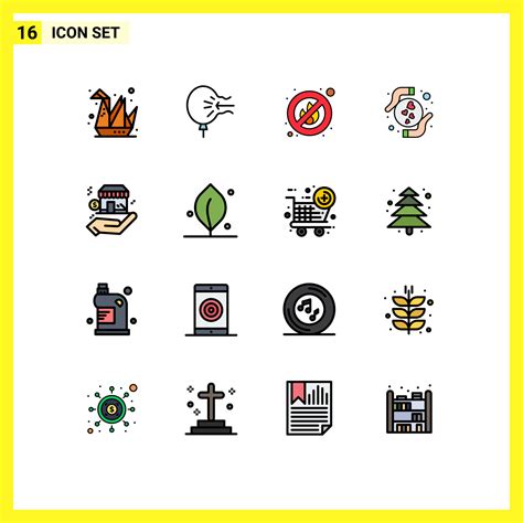 Set Of 16 Vector Flat Color Filled Lines On Grid For Safe Heart Stress Love Care Editable