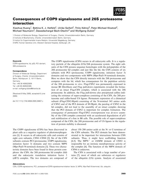 Pdf Consequences Of Cop9 Signalosome And 26s Proteasome Interaction