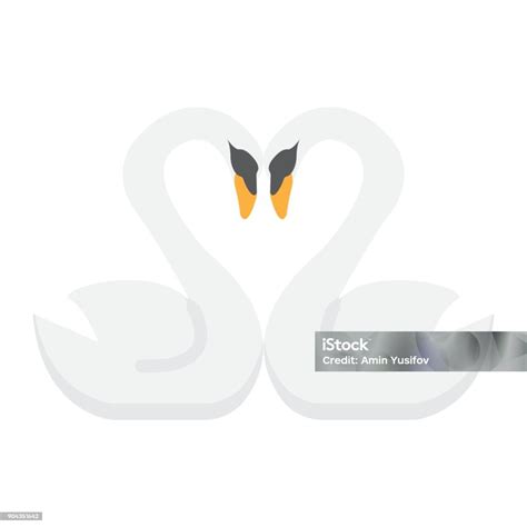 사랑 플랫 아이콘 발렌타인 데이에 낭만적인 백조 심장 모양 기호 벡터 그래픽 흰색 배경 Eps 10에는 다채로운 솔리드 패턴