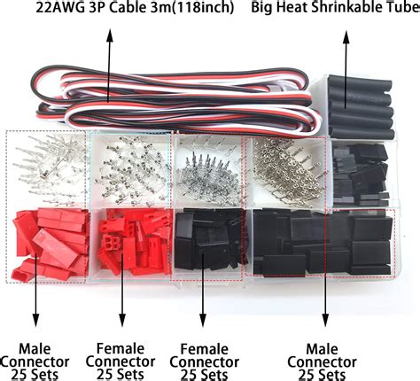 50 Sets Servo Plug Male Female Connector Crimp Pin Cable Kit With Sn