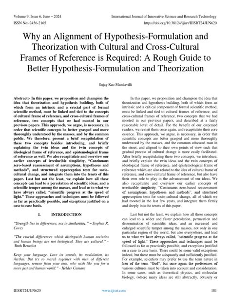 Why An Alignment Of Hypothesis Formulation And Theorization With