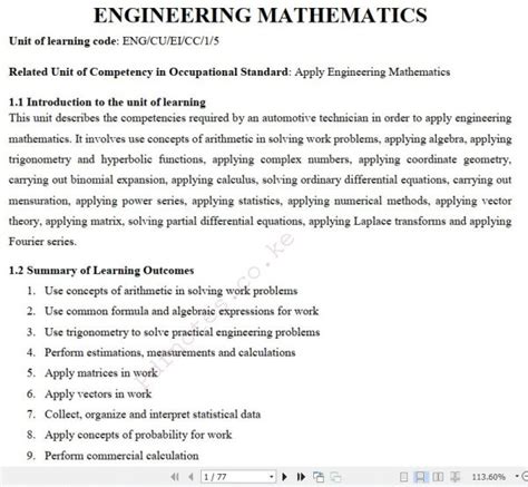 Engineering Mathematics Pdf Notes Tvet Cdacc Level 5 Cbet Pdf Notes