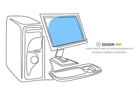 Premium Vector Single Continuous Line Drawing Of Cpu Computer Unit And Screen Monitor For Company